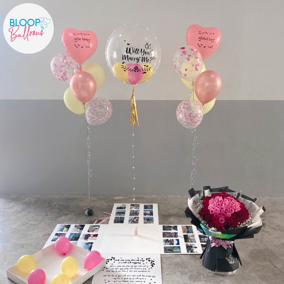 Customised Surprise Balloon Gift Box with Bubble Balloon - Customised ...