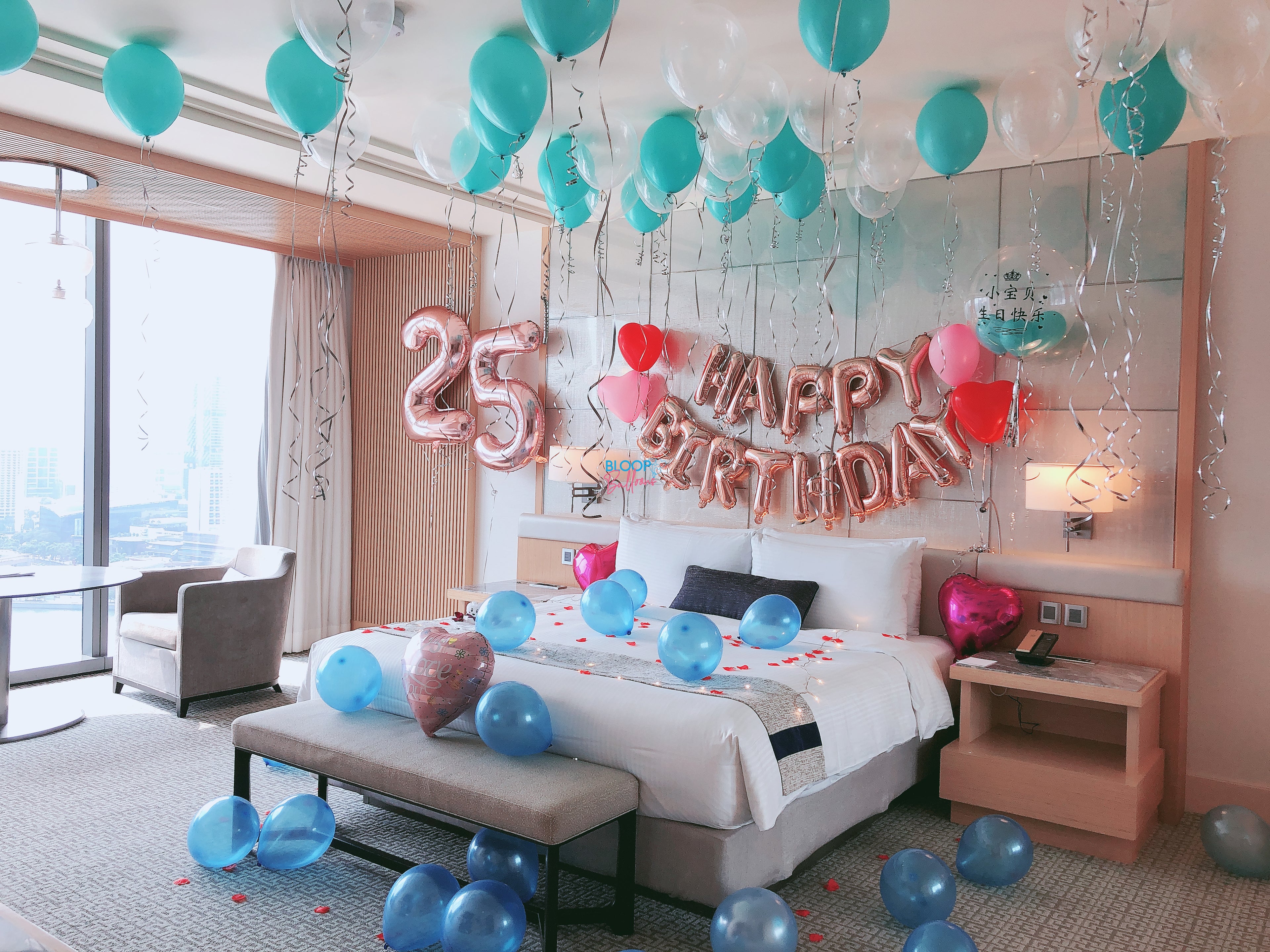 Hotel Room Birthday Decoration | Bloop Balloons Singapore