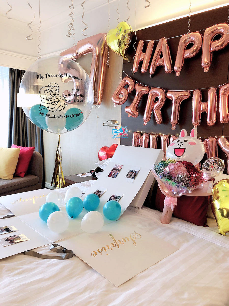 Birthday Hotel Room Decoration | Bloop Balloons Singapore