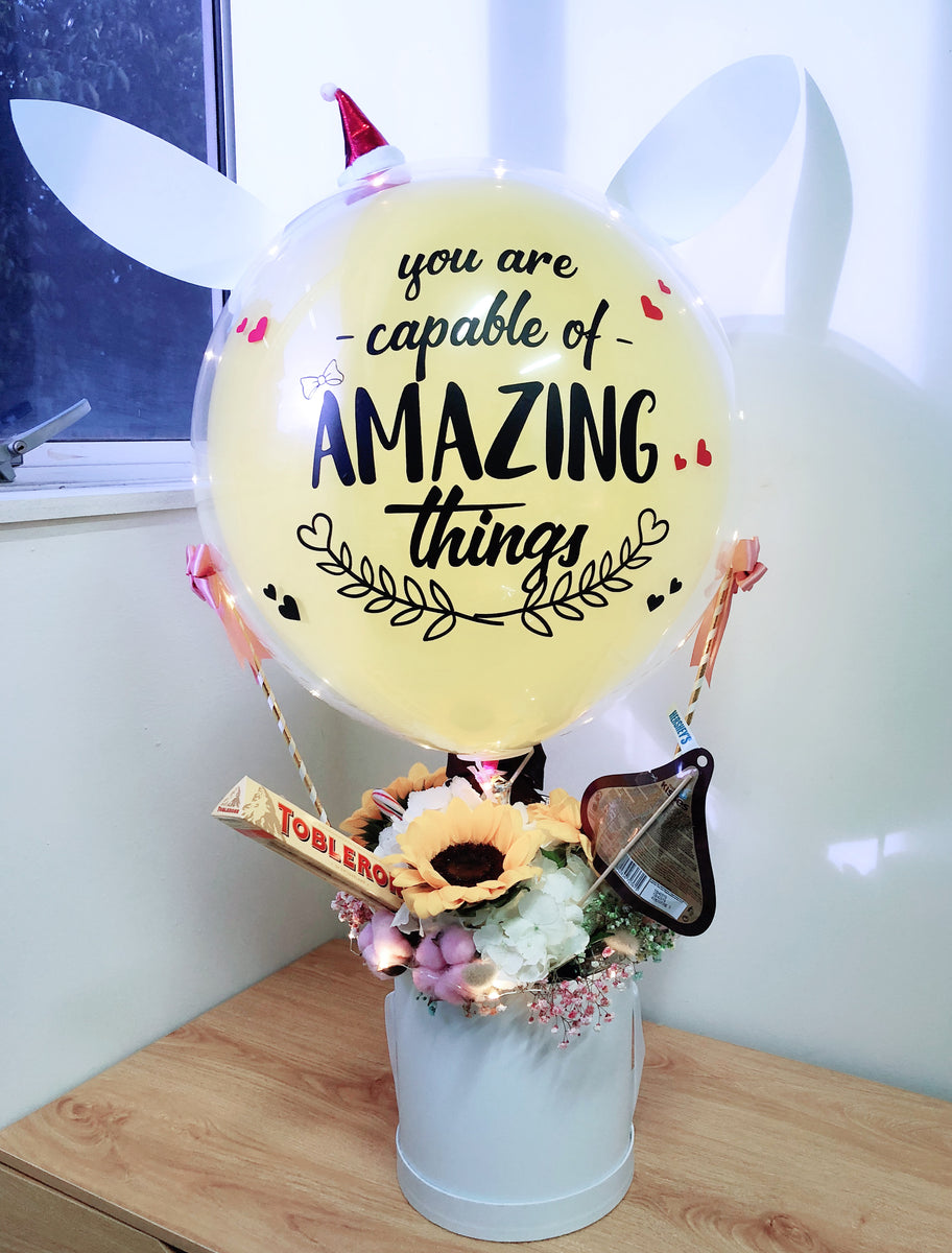 3D Hot-Air-Balloon Flower Box | Bloop Balloons Singapore